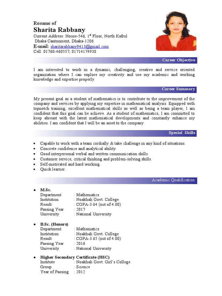 CV For Brac | PDF | Bangladesh | Behavior Modification