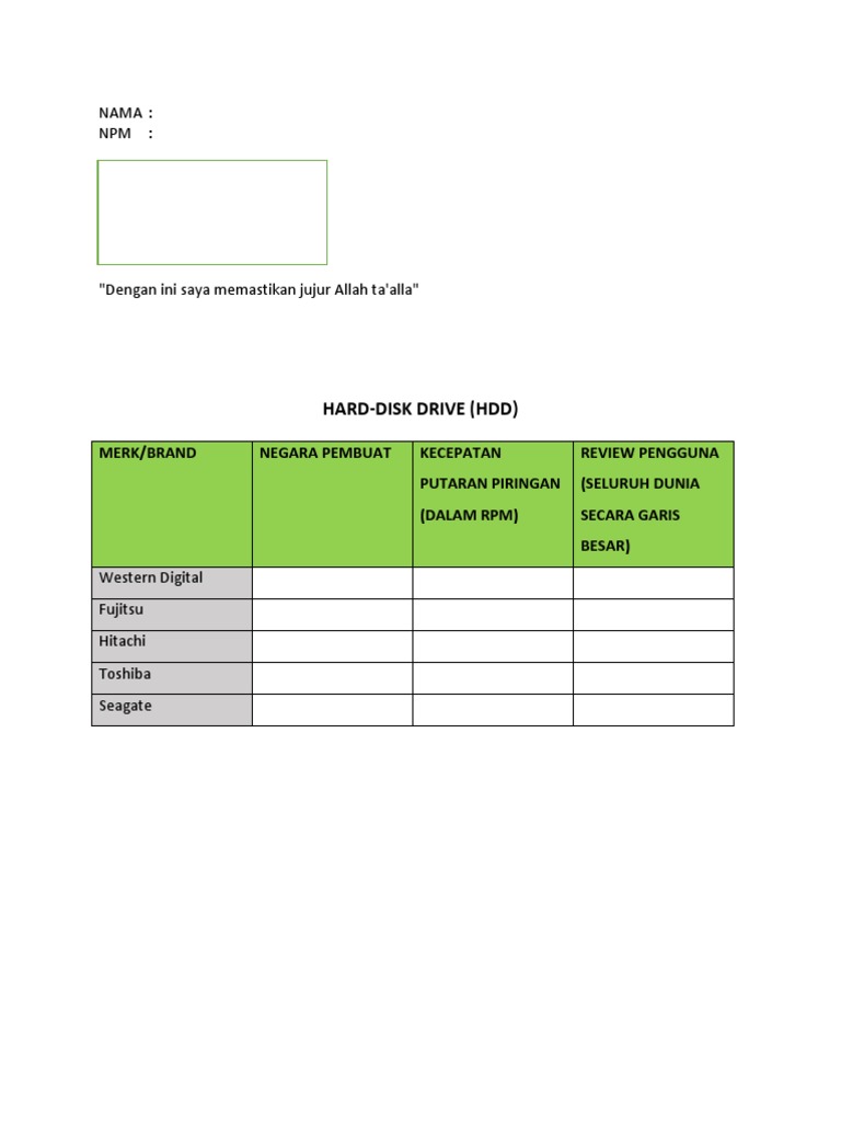 Nama: NPM:: Hard-Disk Drive (HDD) | PDF