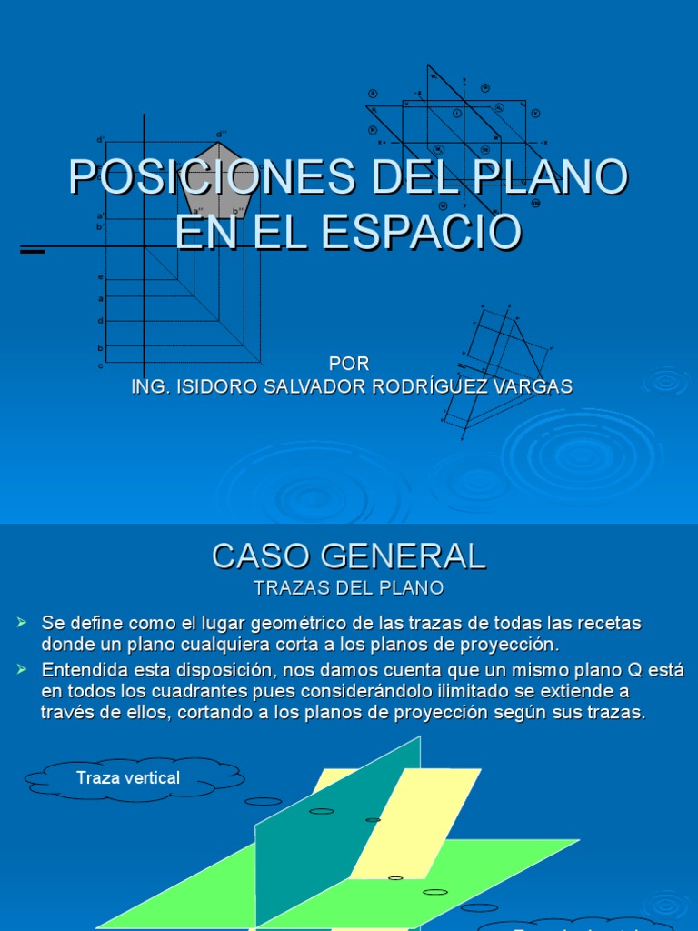 Posiciones y trazas de planos en el sistema de proyecciones ortogonales | PDF | Geometria plana ...
