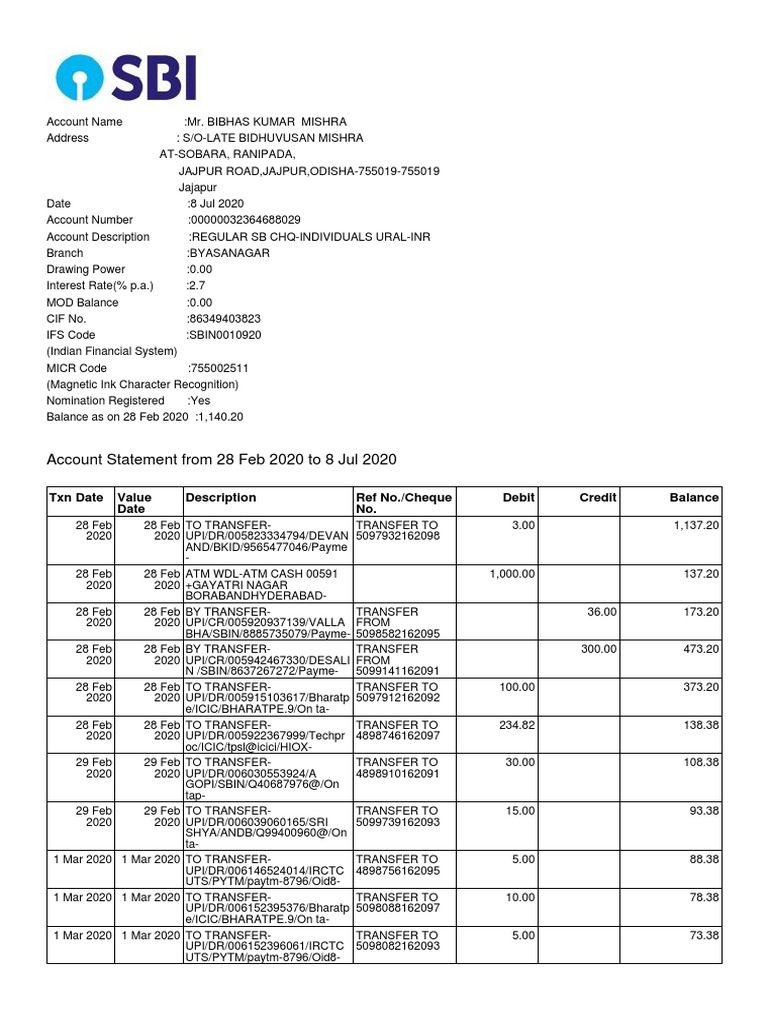 Sbi Statement1 Merged | PDF | Collecting | Banking