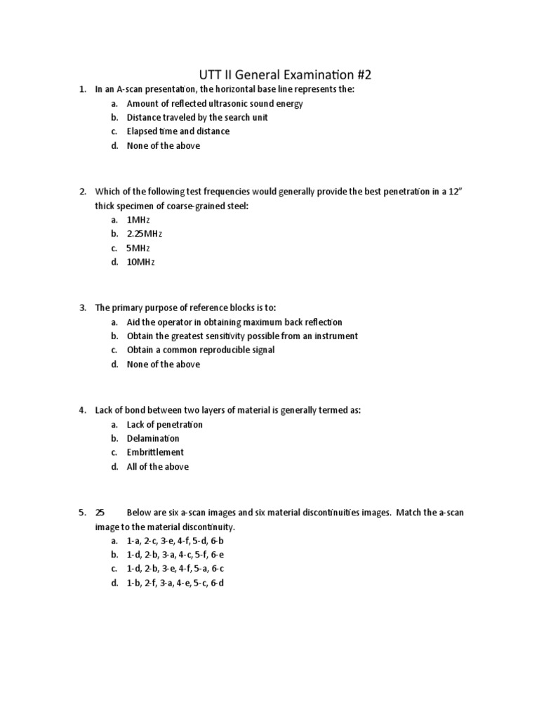 UTT General Exam #2 | PDF | Waves | Attenuation