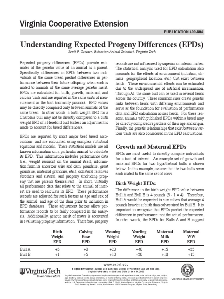 Understanding EPDs | PDF | Cattle | Calf