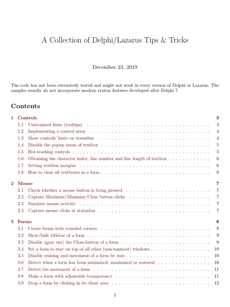 A Collection of Delphi/Lazarus Tips & Tricks: December 23, 2019 | PDF | Button (Computing ...