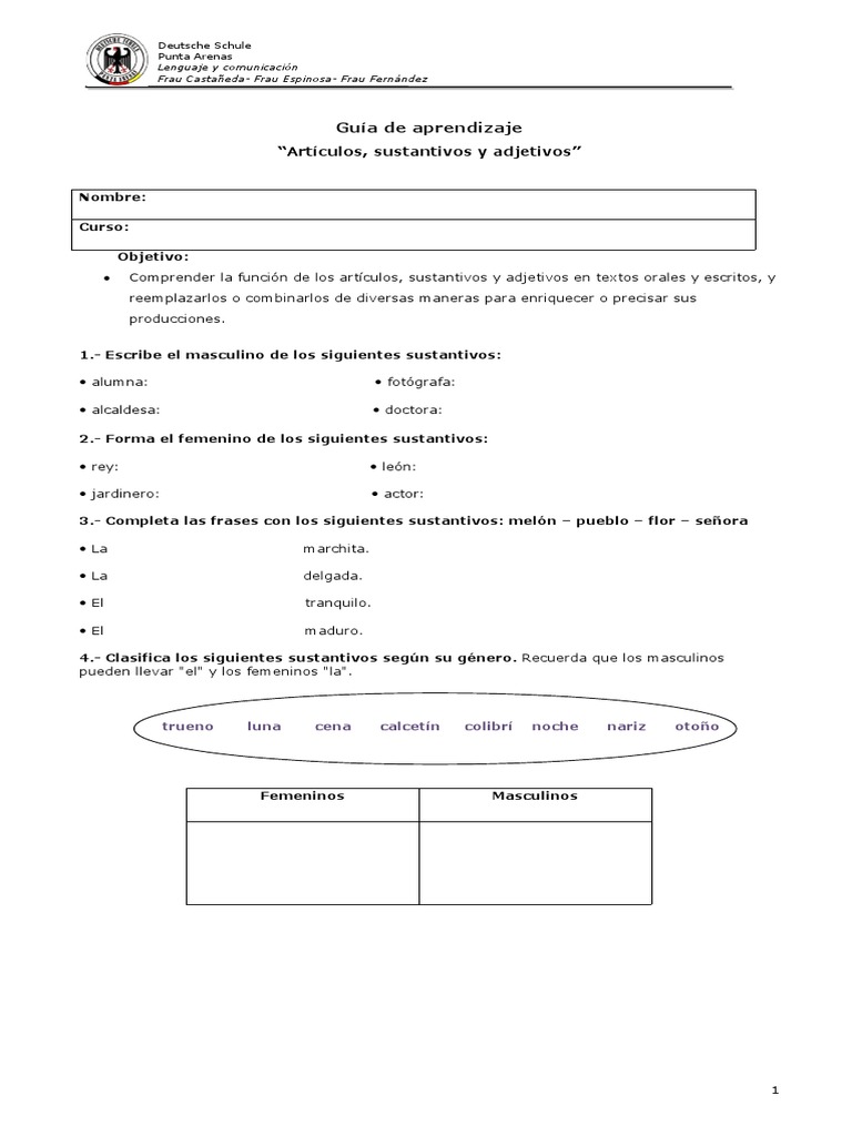 Artículos, Sustantivos y Adjetivos | PDF | Adjetivo | Sustantivo