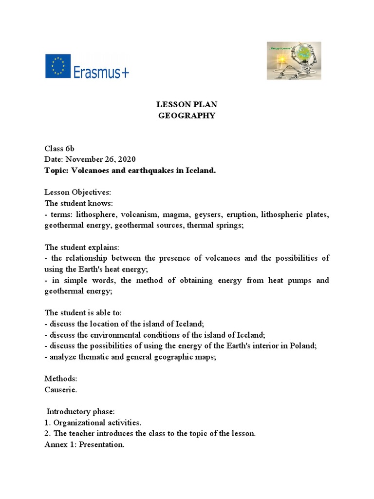 Lesson Plan Volcanoes and Earthquakes Geography | PDF | Volcano ...