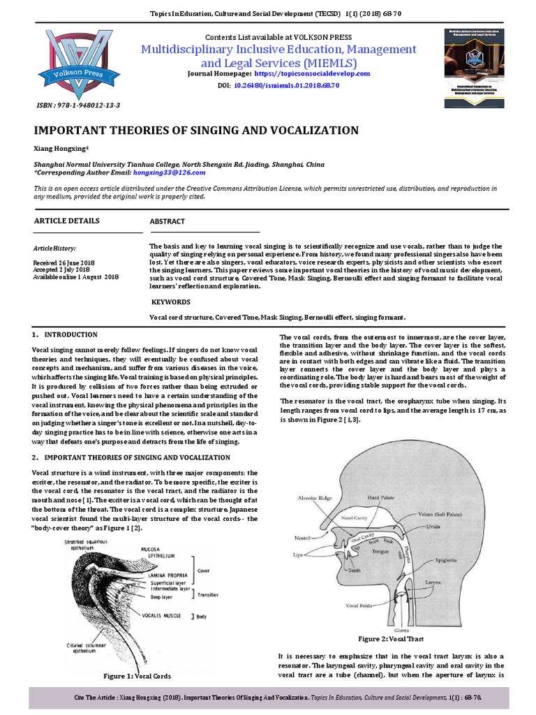 Important Theories of Singing and Vocalization | PDF | Singing | Human ...