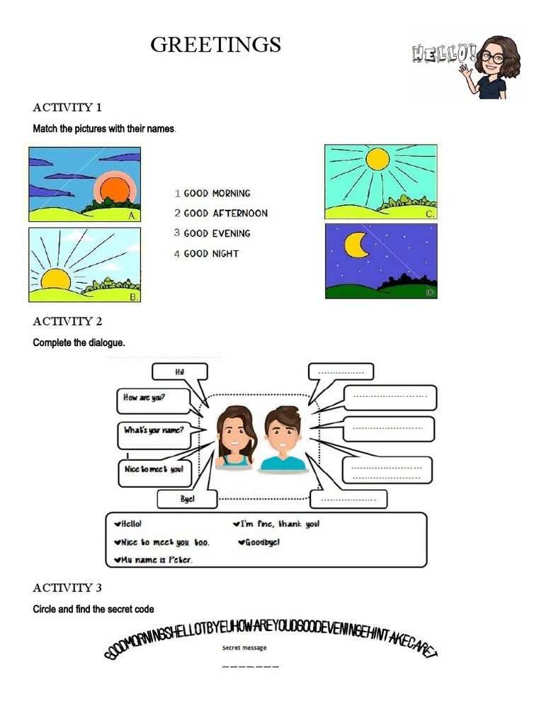 Greetings: Activity 1 | PDF