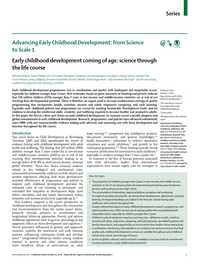 Early Childhood Development Coming of Age - Science Through The Life ...