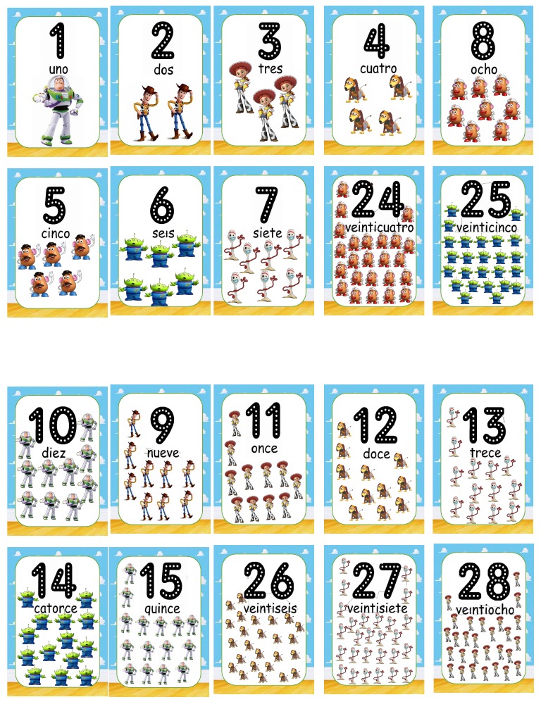 Numeros Del 1 Al 30 Toy Story | PDF