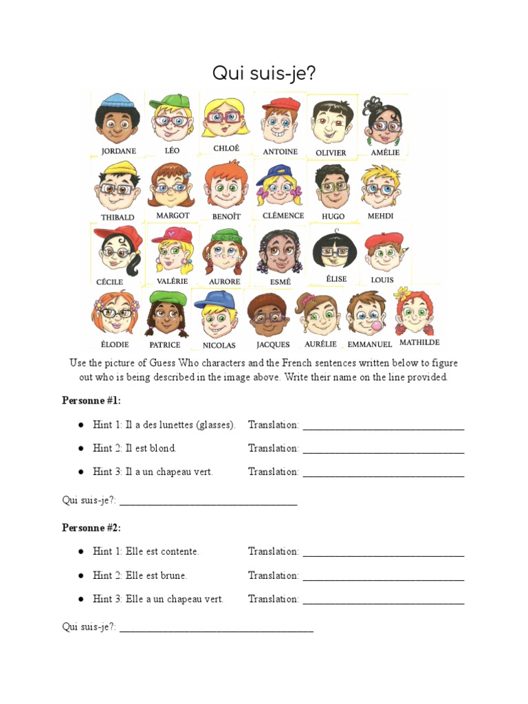 French Guess Who Character Clues | PDF | Career & Growth