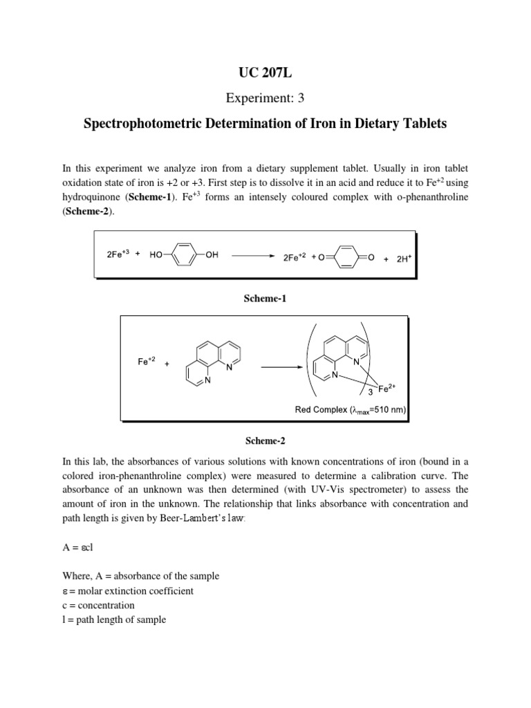 Iron Analysis in Dietary Tablets | PDF | Absorbance | Spectrophotometry