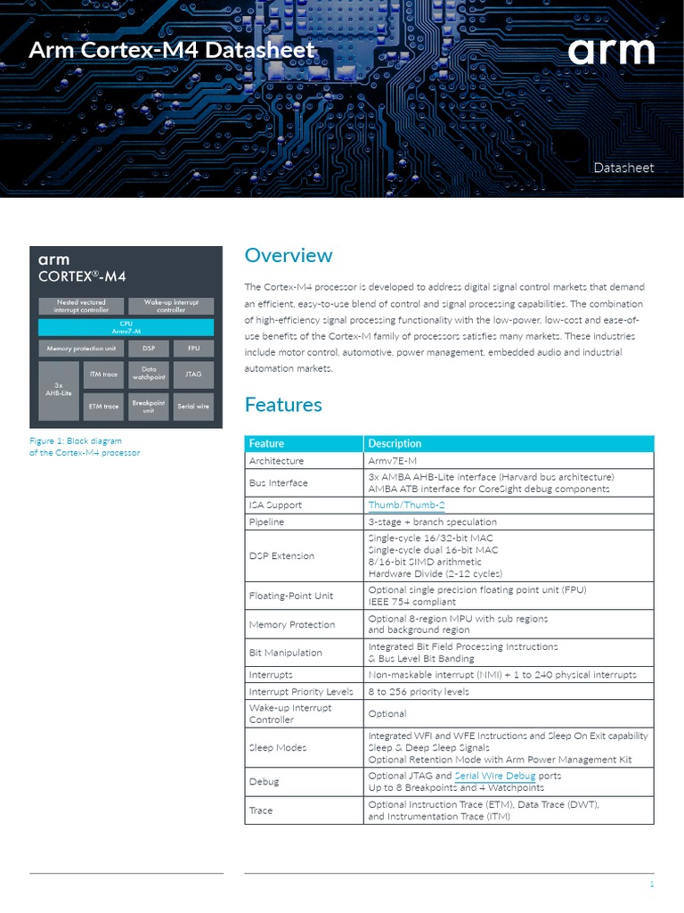Arm Cortex-M4 Processor Datasheet | PDF | Arm Architecture | Central Processing Unit