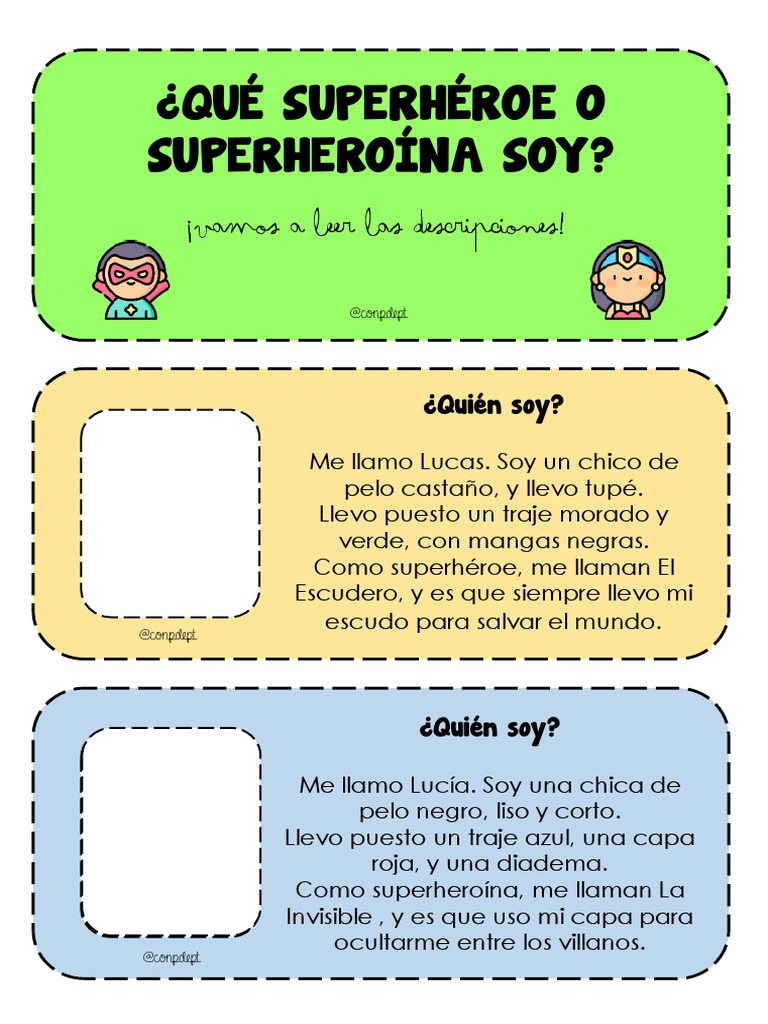 Descripcion Superheroes | PDF | Pelo