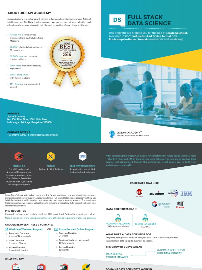 Full Stack Data Science: About Jigsaw Academy | PDF | Analytics | Data ...