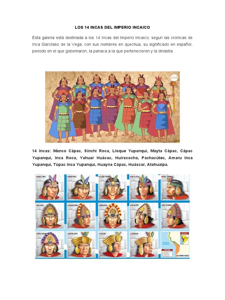 Los 14 Incas Del Imperio Incaico | PDF | Imperio Inca | Perú