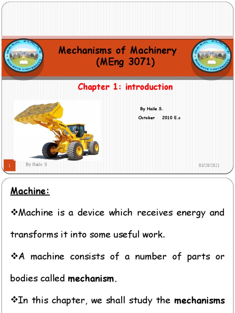 Chapter 1 Mechanisms of Machinery | PDF | Machines | Kinematics