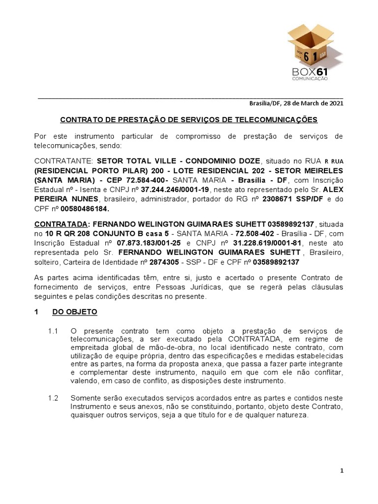 Contrato de Prestação de Serviços de Instalação CFTV 202 | PDF | Lei ...