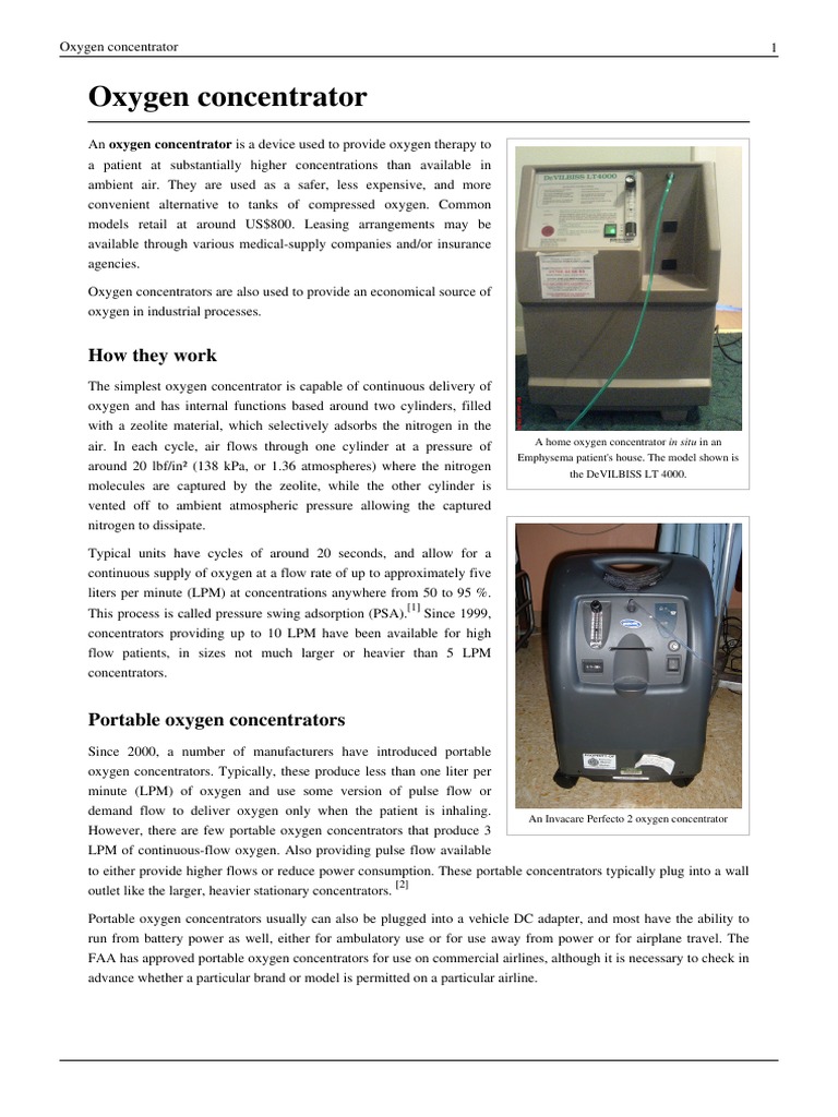 Oxygen Concentrator: How They Work | PDF | Chemical Industry | Gases
