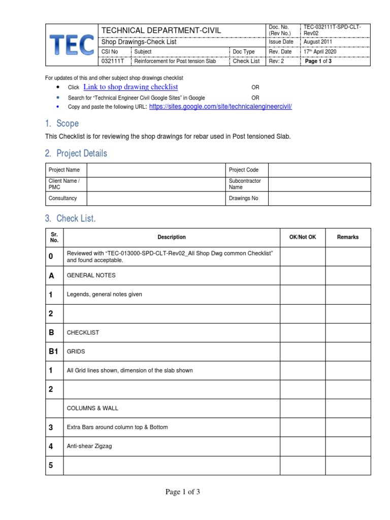 Reinforcement Checklist | PDF | Building Engineering | Civil Engineering