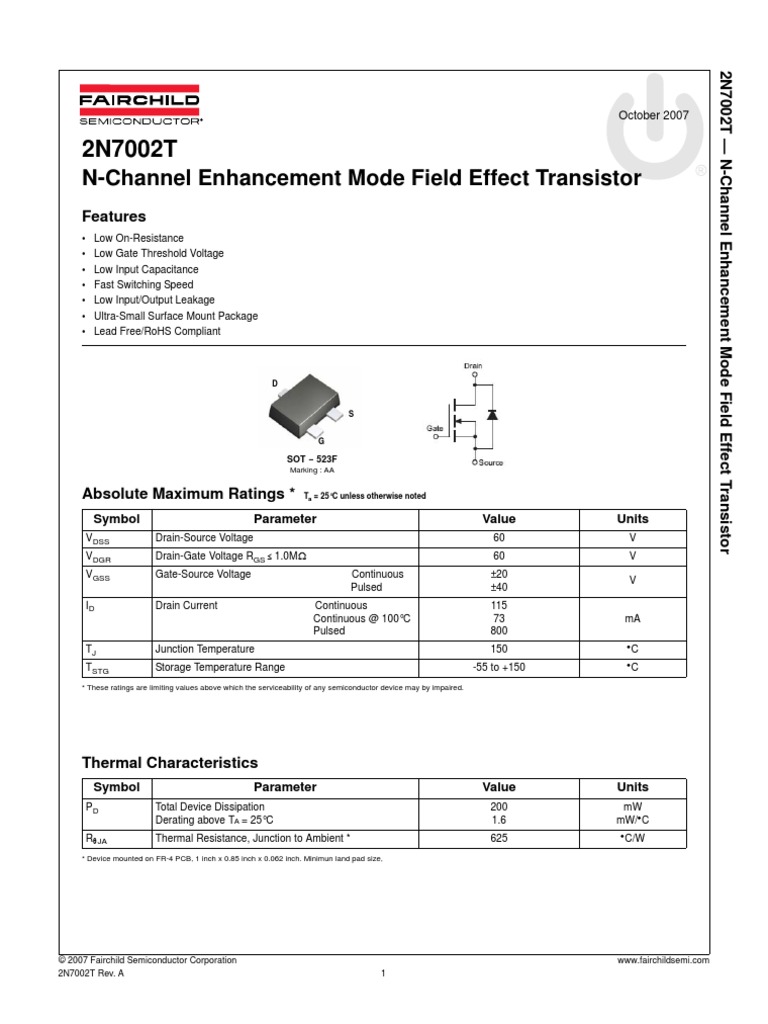 N-Channel Enhancement Mode Field Effect Transistor: Features | PDF | Field Effect Transistor ...