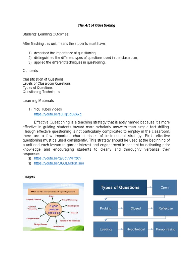 (Template) The Art of Questioning | PDF | Classroom | Teaching Mathematics