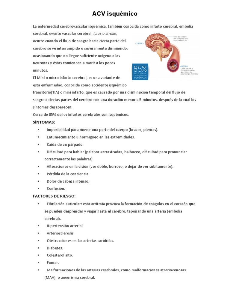 Informe - Grupo 07 - Acv Isquemico | PDF | Carrera | Isquemia