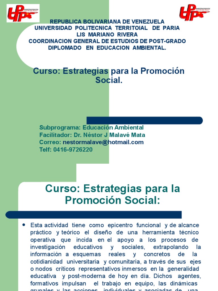 Curso PROMOCION SOCIAL | PDF | Metodología | Liderazgo