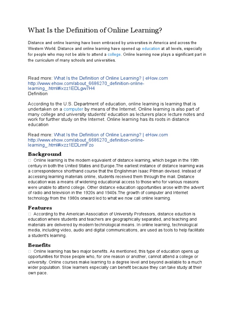 Understanding Online Learning Definition | PDF | Educational Technology ...