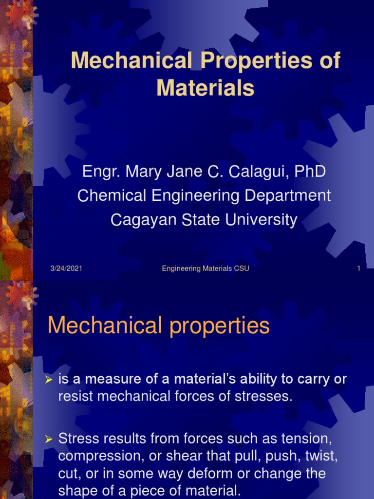 Mechanical Properties of Materials Overview | PDF | Strength Of ...
