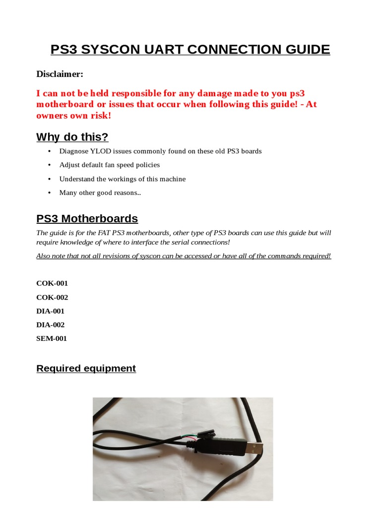 Ps3 Syscon Uart Connection Guide: Why Do This? | PDF | Usb | Computer Science