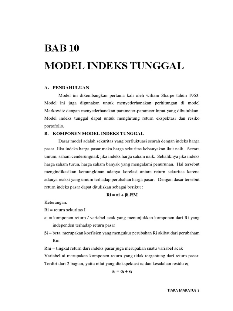 Model Indeks Tunggal Investasi | PDF