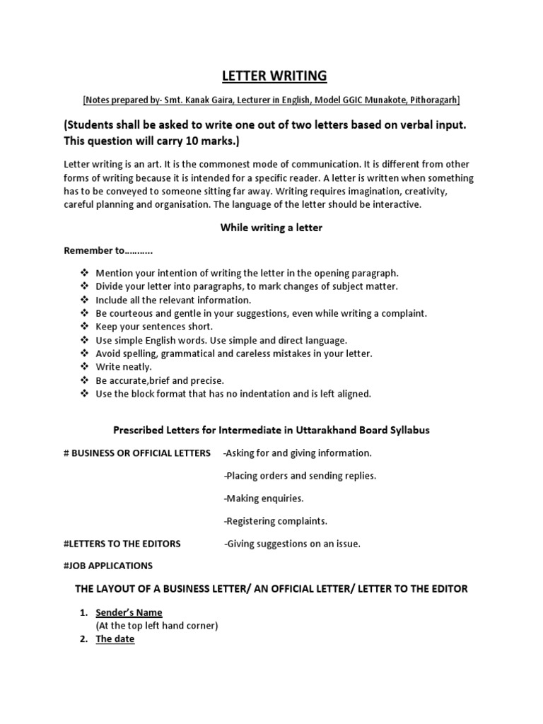 Letter Writing | PDF | Traffic | Paragraph