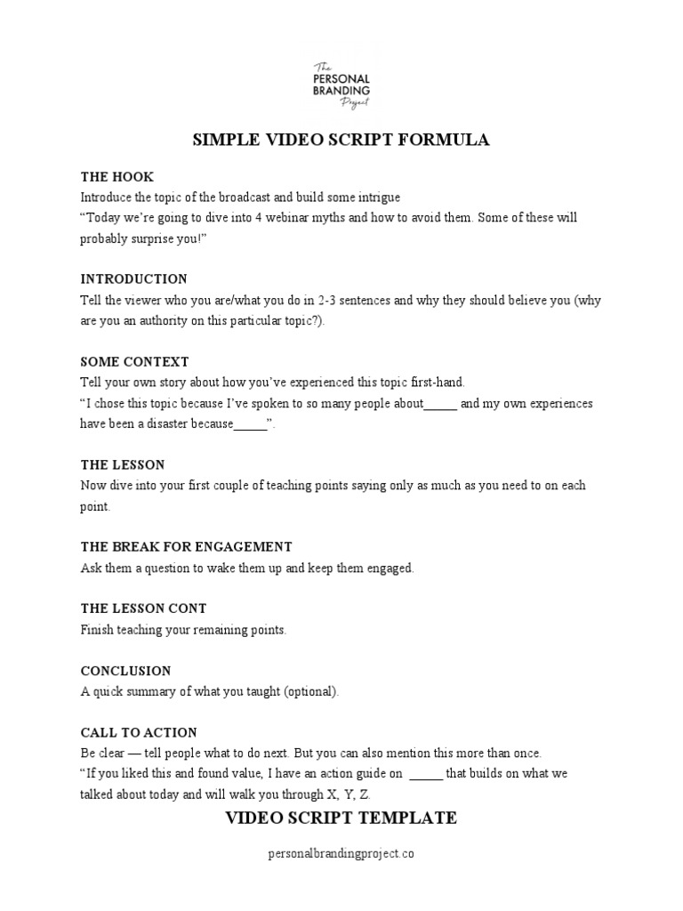 Simple Video Script Formula: The Hook | PDF