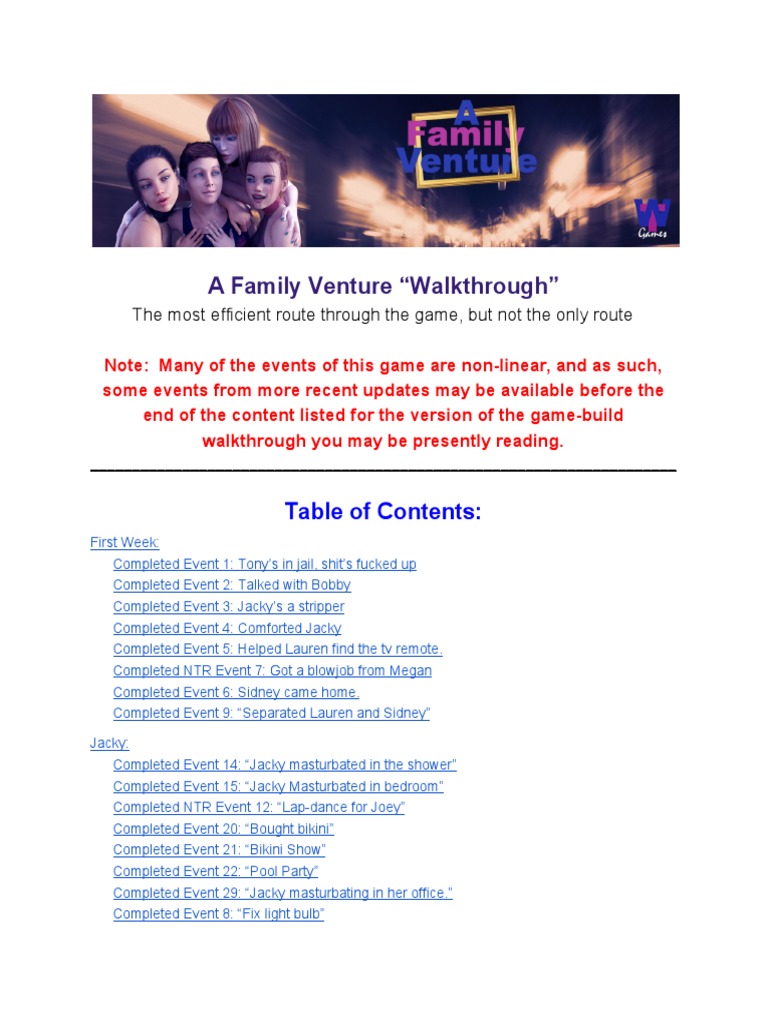 A Family Venture Walkthrough Guide | PDF | Bedroom