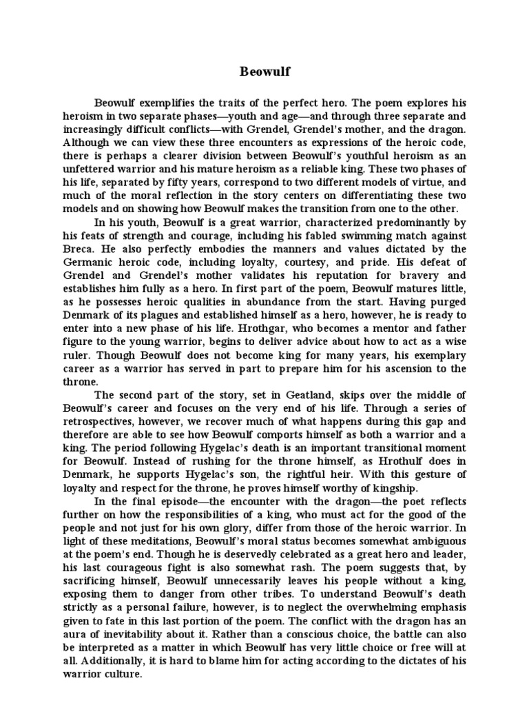 Beowulf Characterization | PDF | Beowulf | Hero