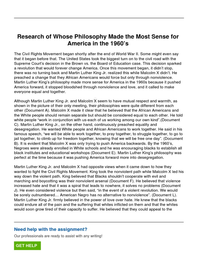 Whose Philosophy Made The Most Sense For America in The 1960s | PDF ...