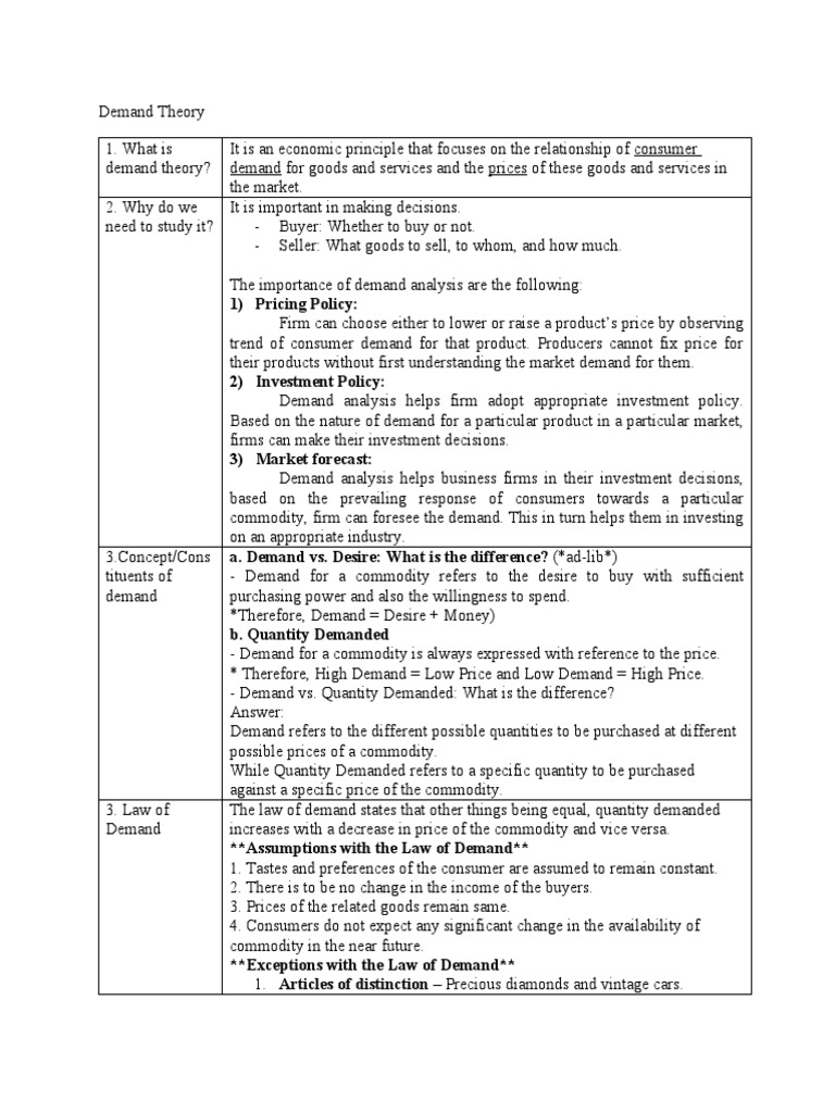 Demand Theory | PDF | Demand | Economic Theories