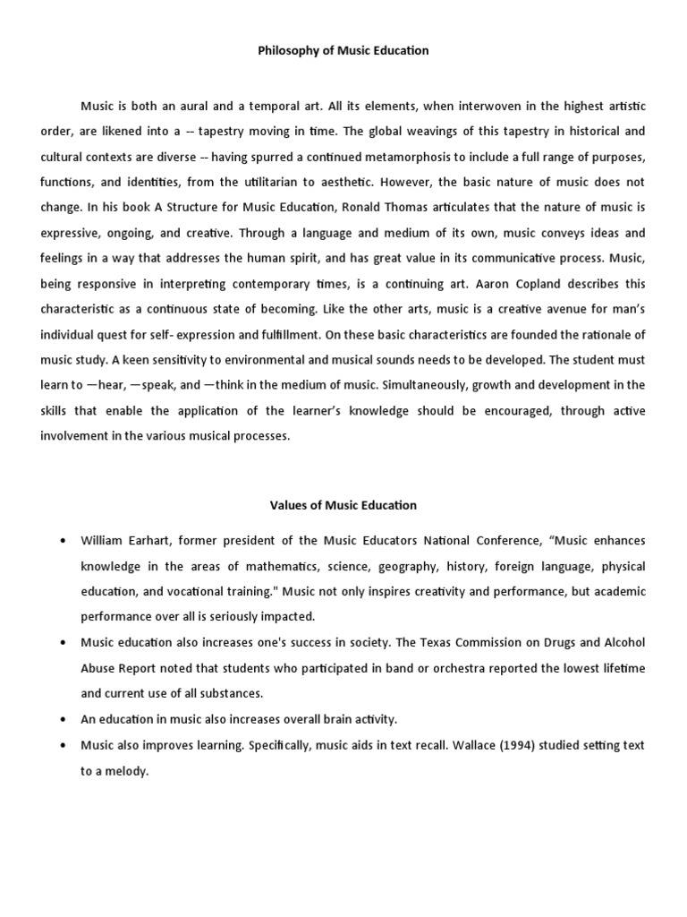 Philosophy of Music Education | PDF | Social Science | Language Arts ...