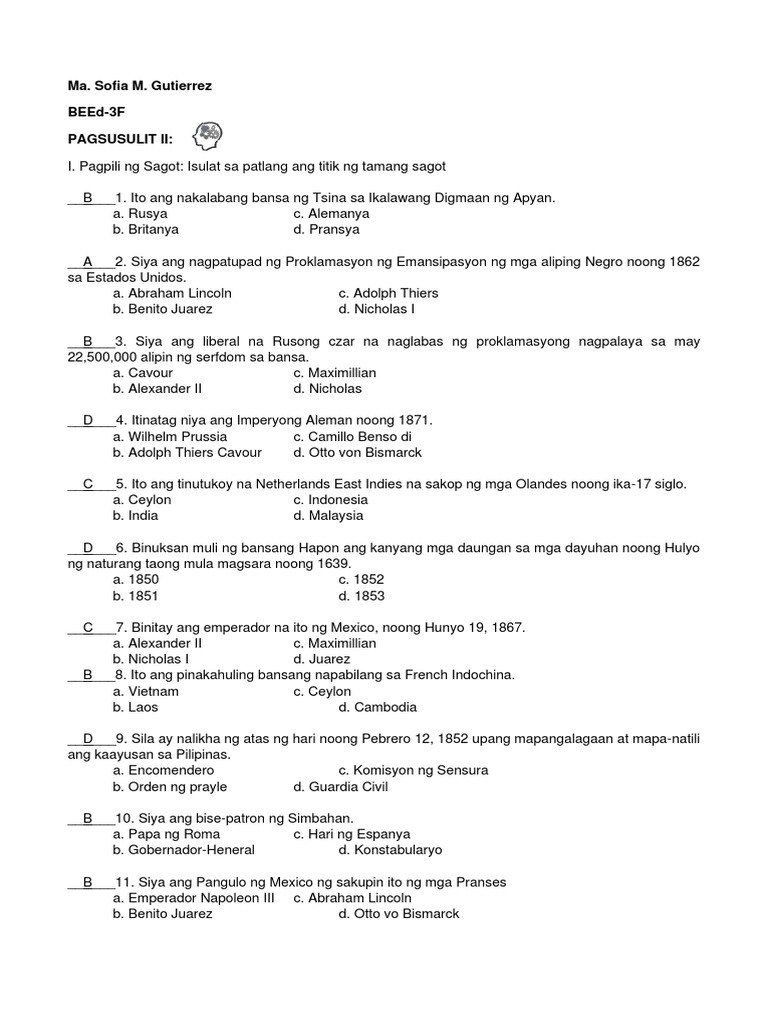 Pagsusulit II III | PDF