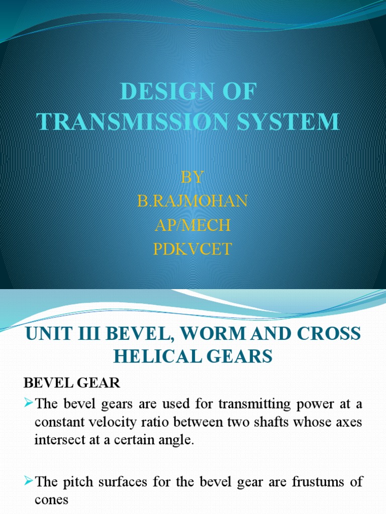 Design of Transmission System Unit III | PDF | Gear | Mechanical ...