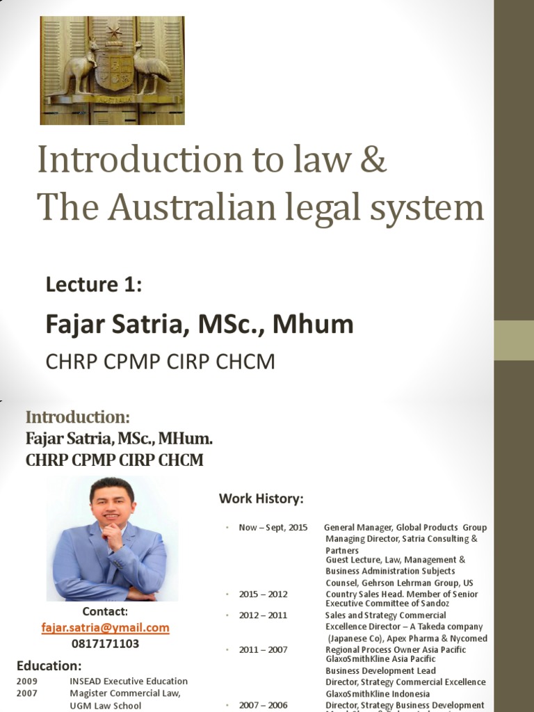 Lecture 1 Introduction To Law & The Australian Legal System - 2021 ...