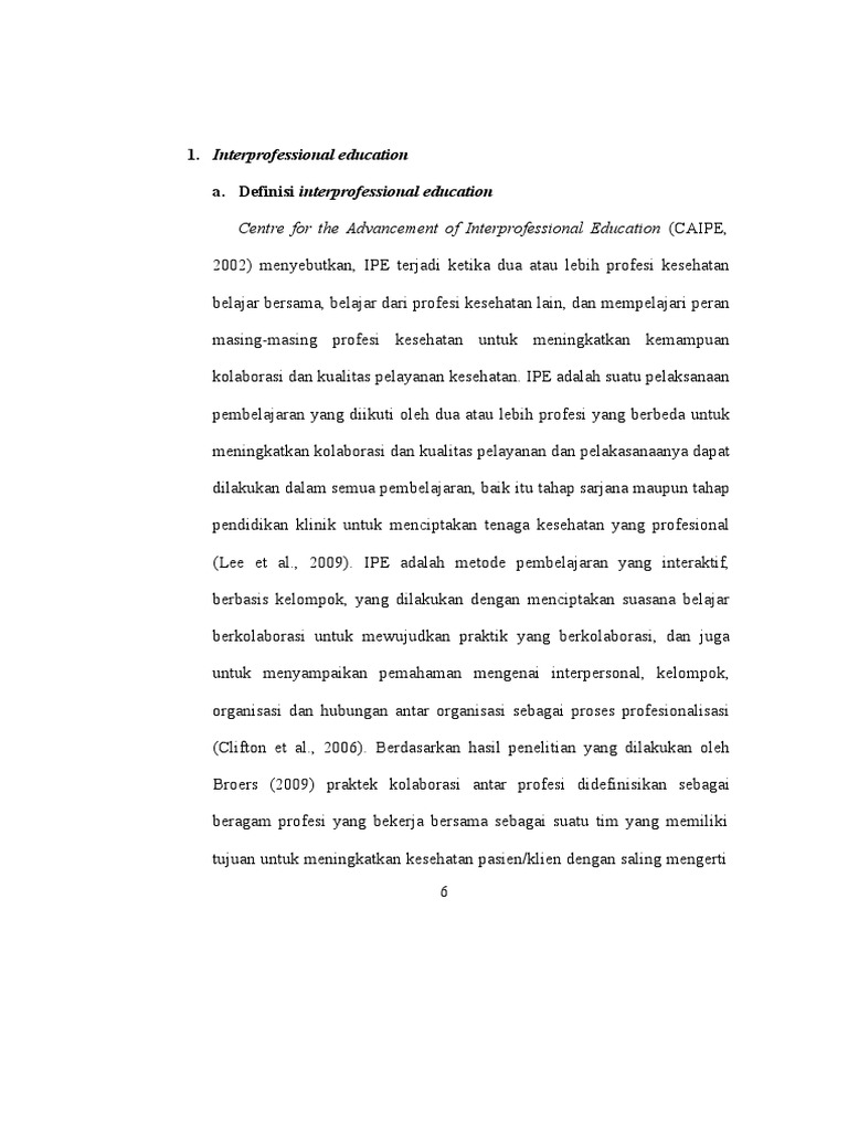Interprofessional Education A. Definisi Interprofessional Education | PDF | Karier & Perkembangan