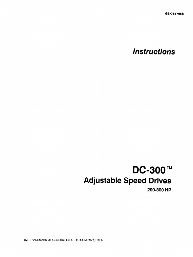 GEK-85766 General Electric DC-300 Adjustable Speed Drive | PDF ...