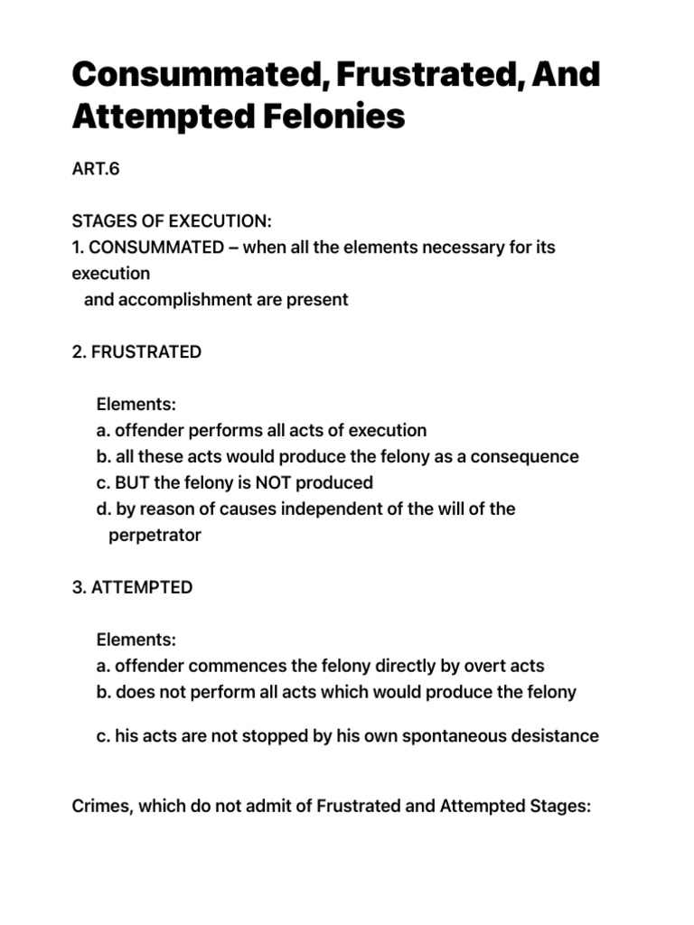 Frustrated, and Attempted Felonies | PDF