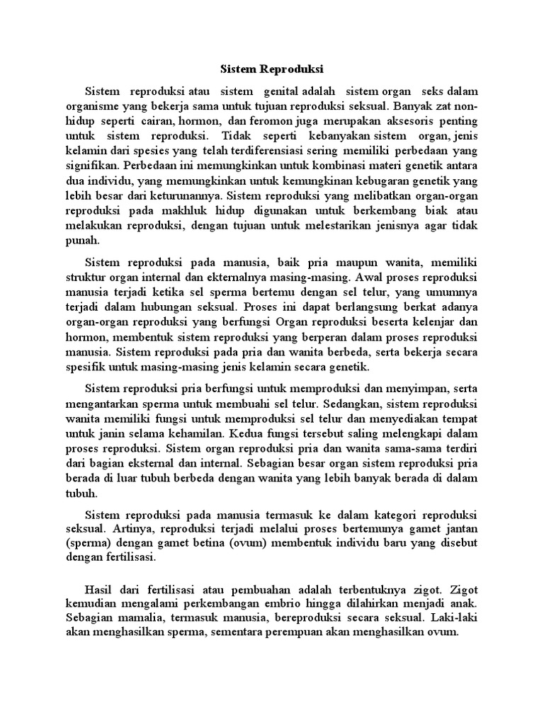 Sistem Reproduksi K1 Biomedik 2 | PDF