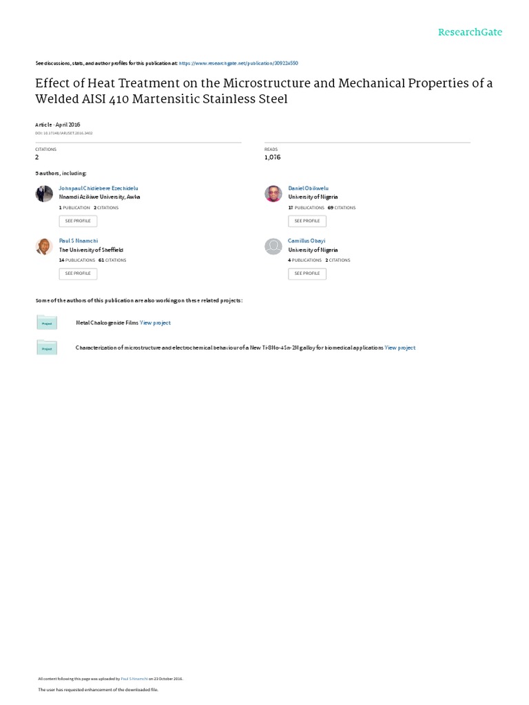 Effect of Heat Treatment On The Microstructure and Mechanical ...