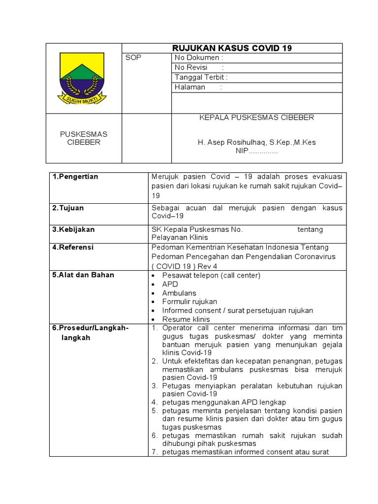 SOP Rujukan Kasus Covid 19 | PDF