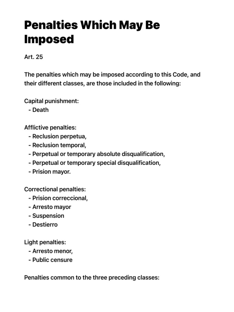 Penalties Which May Be Imposed | PDF | Fine (Penalty) | Prison
