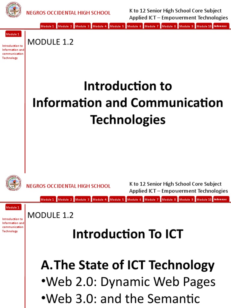Introduction To Information and Communication Technologies: Negros Occidental High School | PDF ...