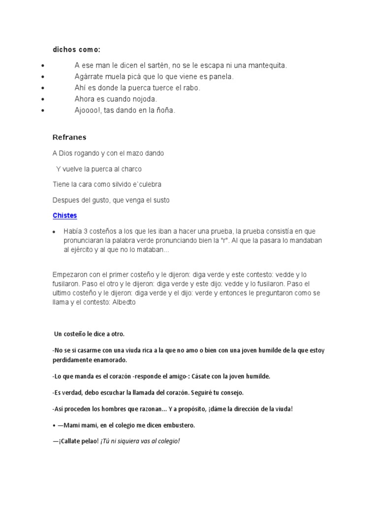 Refranes, Chistes y Creencias Caribeñas | PDF